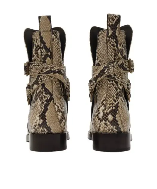 Burberry Python-print Leather Buckled Boots