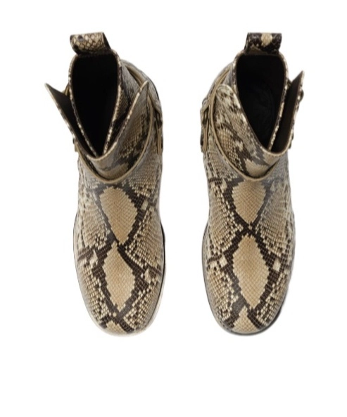 Burberry Python-print Leather Buckled Boots