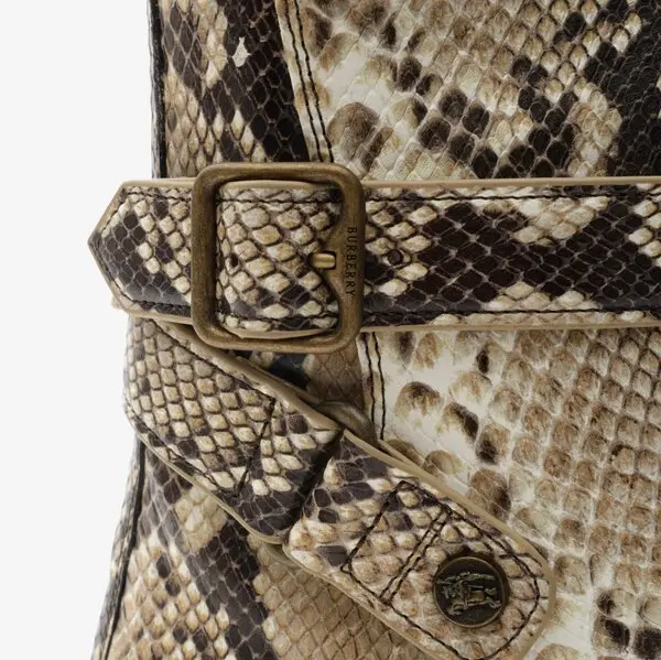 Burberry Python-print Leather Buckled Boots