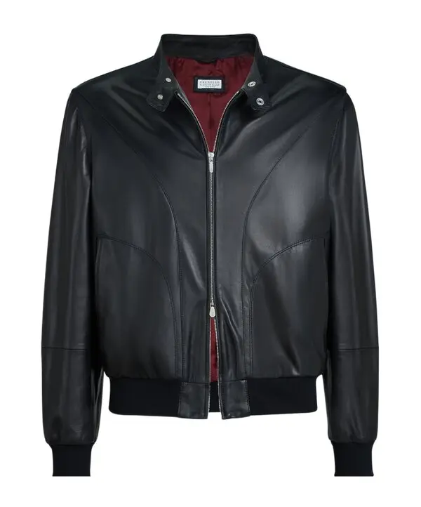 Brunello Cucinelli Leather Zip-up Bomber Jacket