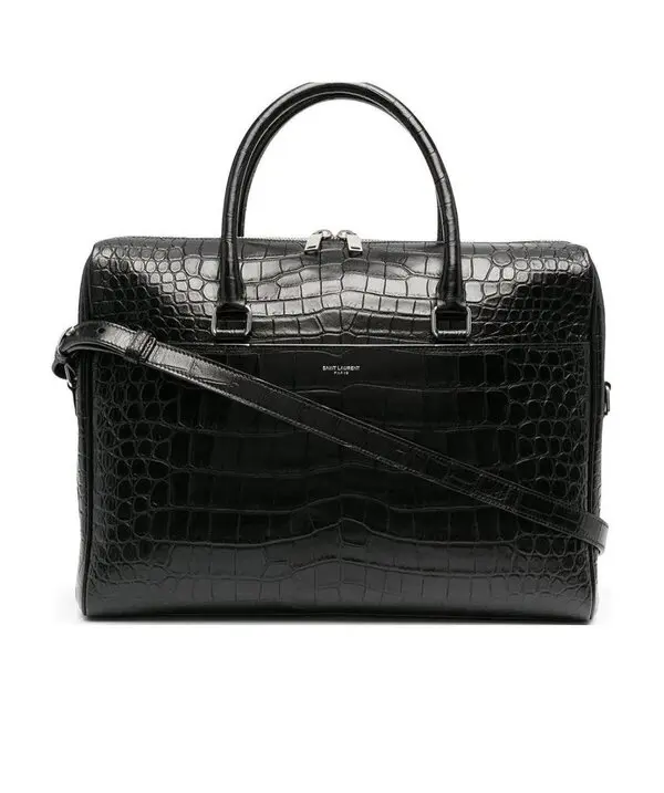 Saint Laurent Crocodile-effect Leather Briefcase