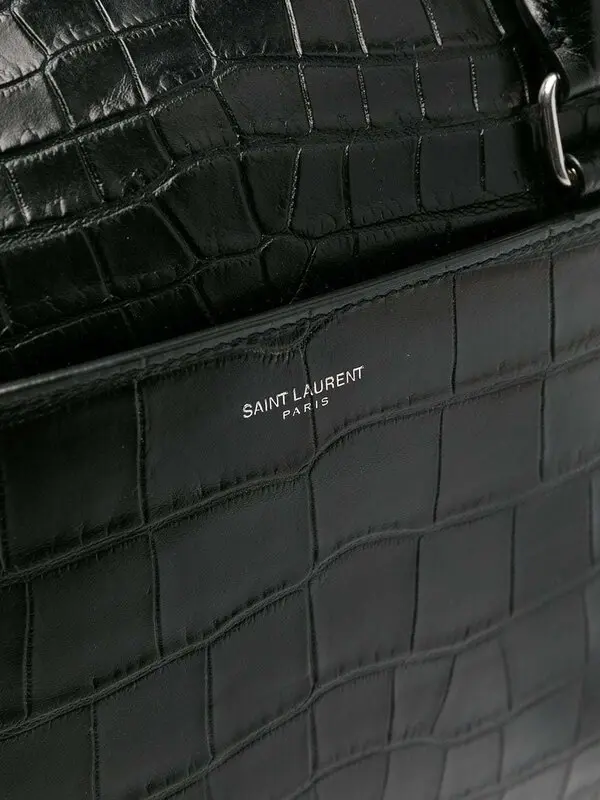 Saint Laurent Crocodile-effect Leather Briefcase