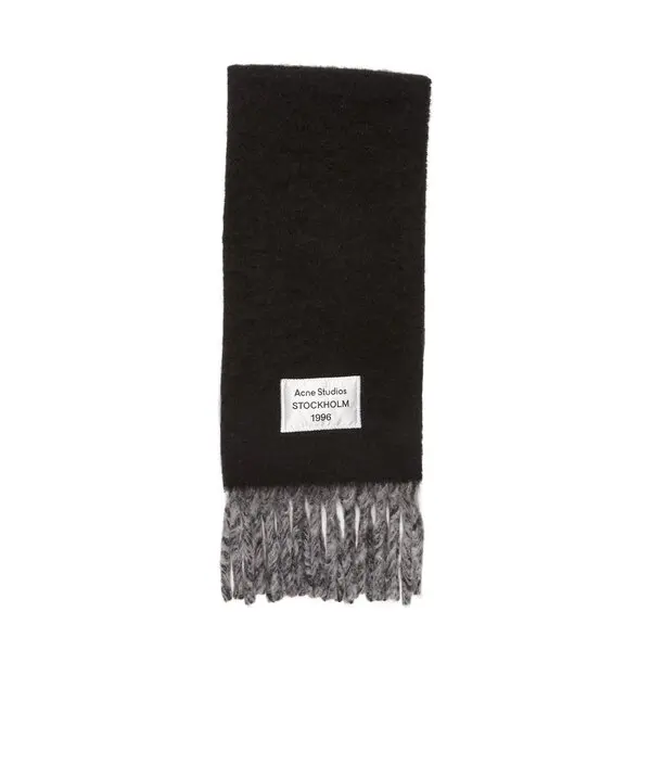 Acne Studios Logo Patch Fringed Scarf