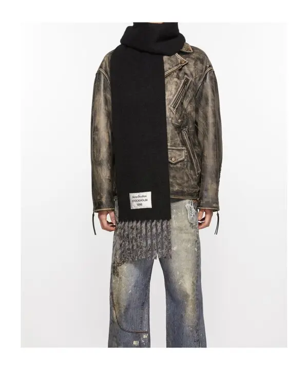 Acne Studios Logo Patch Fringed Scarf