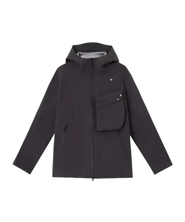 Stone Island Hooded Jacket With Embroidered Star Detail - Anthracite Grey