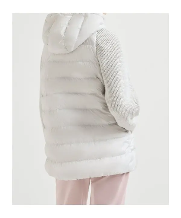 Brunello Cucinelli Hooded Knit-sleeve Jacket