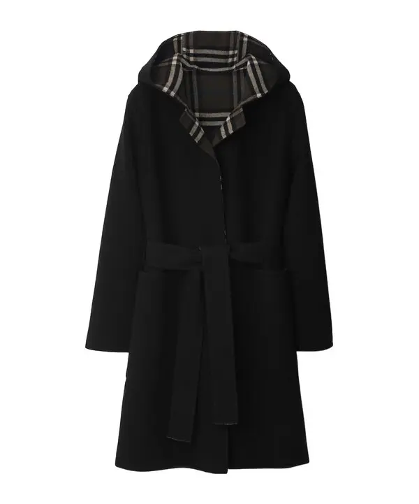 Burberry Reversible Belted Hooded Coat - Black