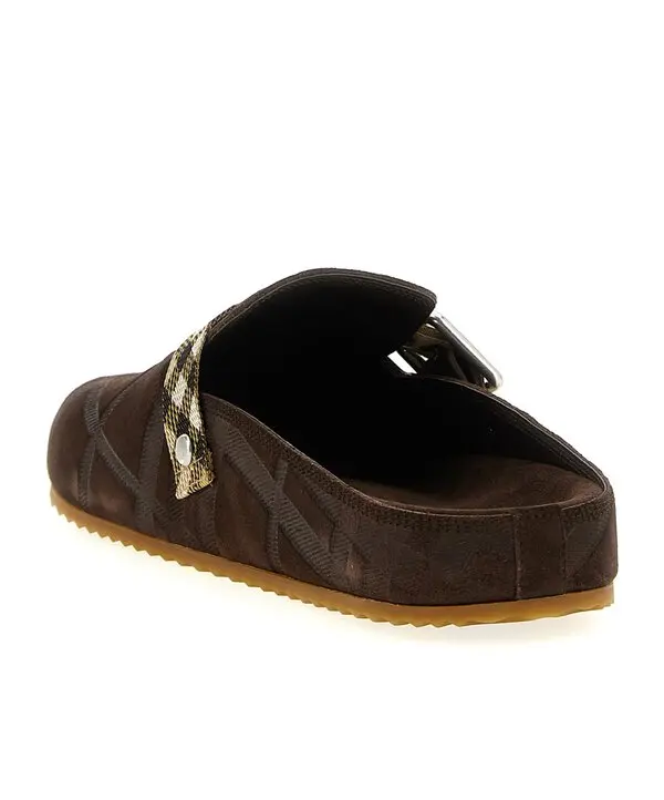 Burberry Checked Buckle Detailed Sabots - Brown