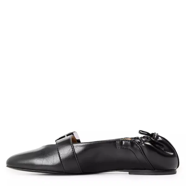 GANNI Ballerina Flats With Squared Toe And Buckle Detail - Black