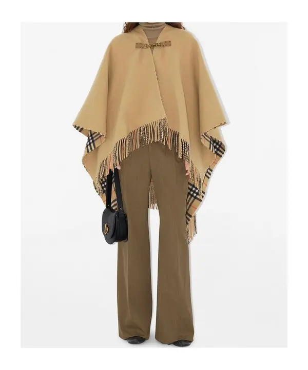 Burberry Checked Fringed-edge Cape