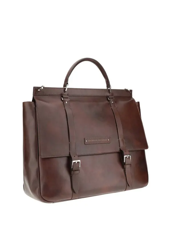 Brunello Cucinelli Logo Patch Foldover-top Travel Bag