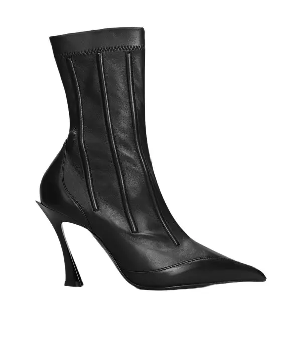 MUGLER Seam Detailed Pointed Toe Ankle Boots