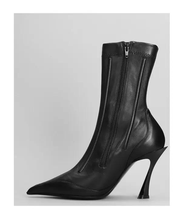 MUGLER Seam Detailed Pointed Toe Ankle Boots