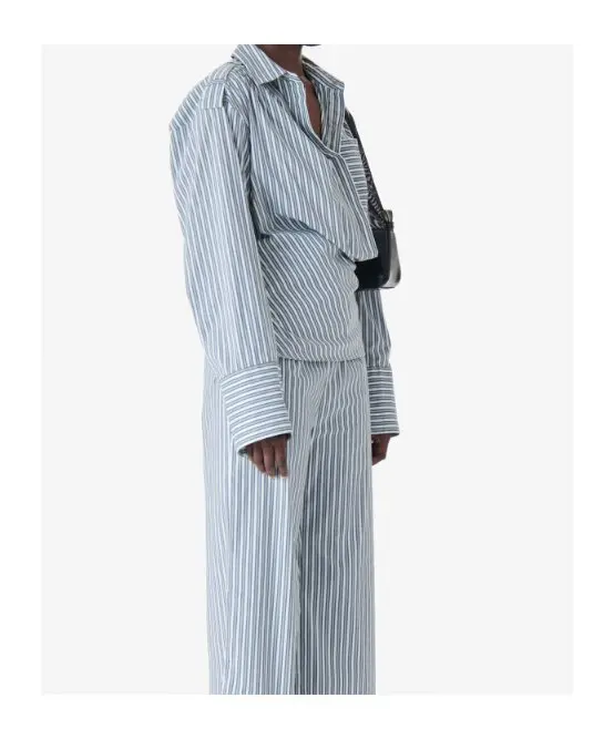 IRO PARIS Asymmetrical Striped Shirt With Patch Pocket - Gray