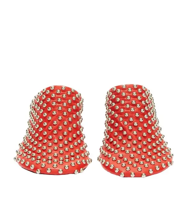 JIL SANDER Embellished Leather Mules - Rouge