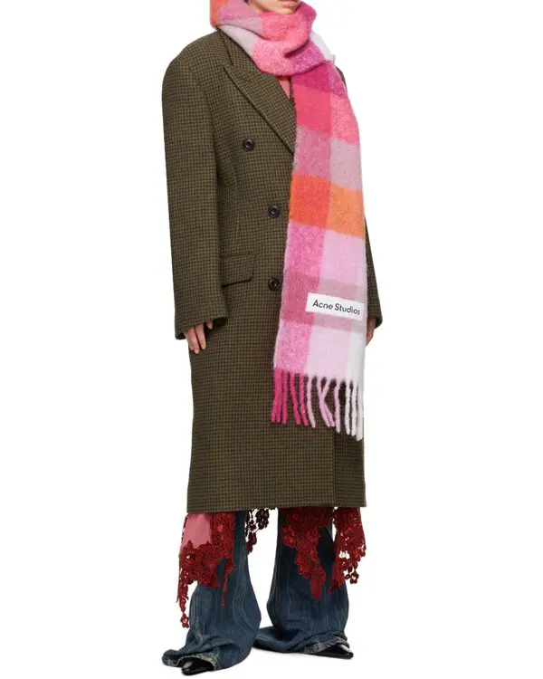 Acne Studios Logo Patch Checked Scarf