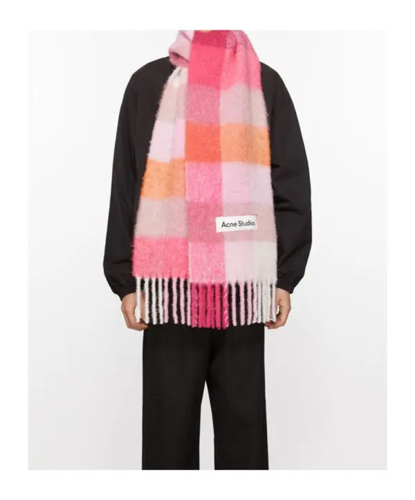 Acne Studios Logo Patch Checked Scarf