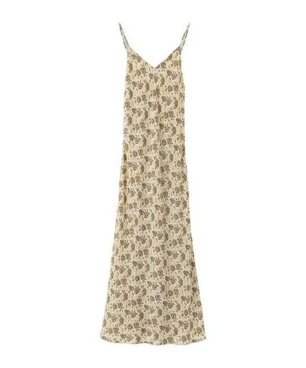 Loro Piana Marian Floral Print V-neck Maxi Dress