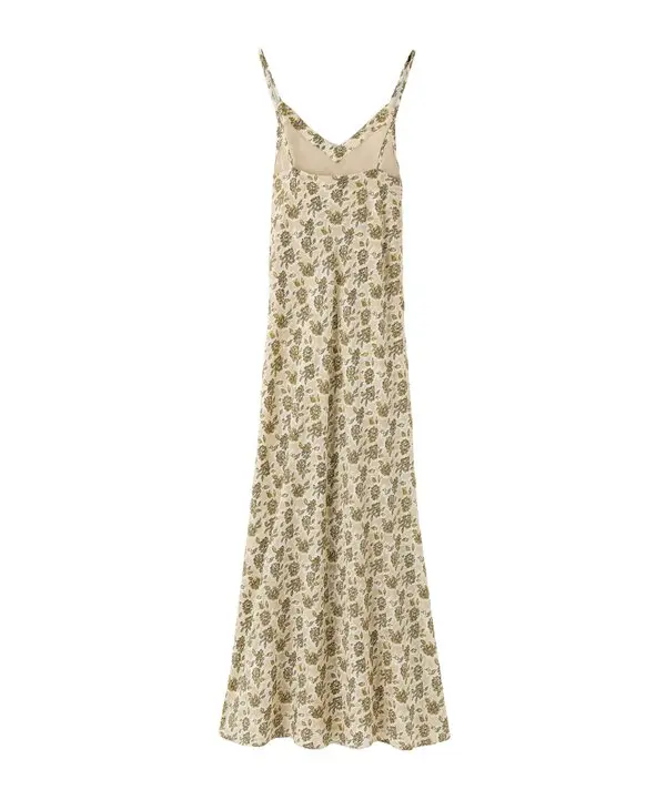 Loro Piana Marian Floral Print V-neck Maxi Dress