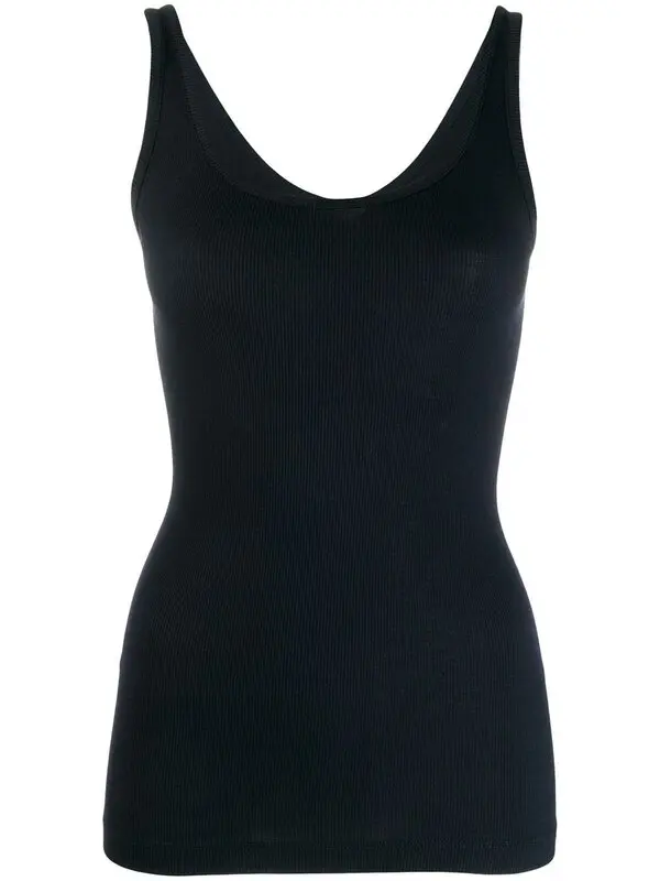 Vince Ribbed Sleeveless Tank Top - Black