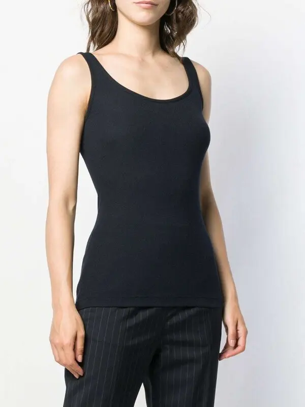 Vince Ribbed Sleeveless Tank Top - Black