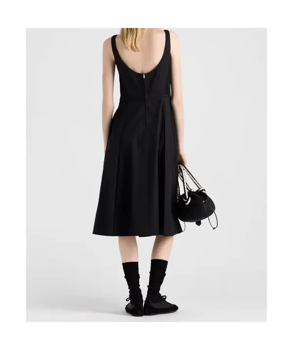 Prada Cotton Canvas Sweetheart Neckline Dress