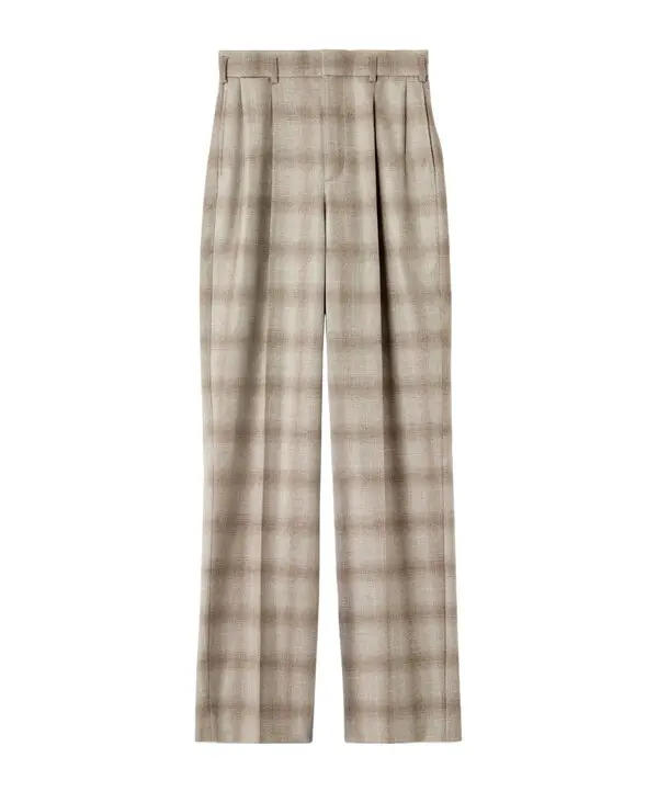 Loro Piana Hector Pleated Plaid Wide-leg Trousers