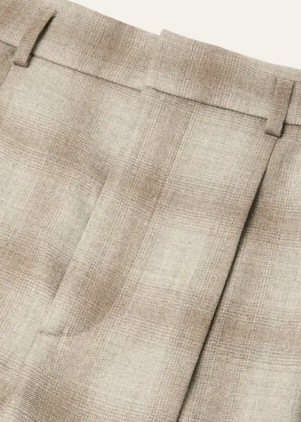 Loro Piana Hector Pleated Plaid Wide-leg Trousers