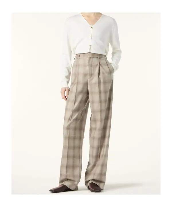 Loro Piana Hector Pleated Plaid Wide-leg Trousers