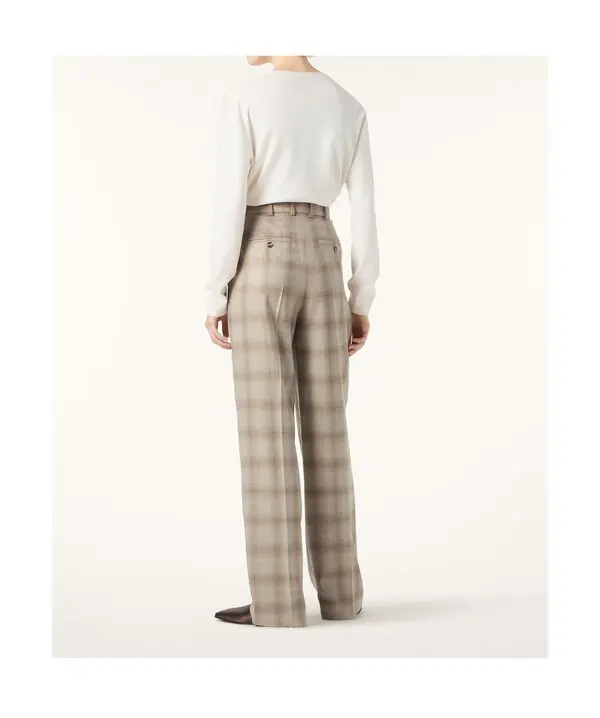 Loro Piana Hector Pleated Plaid Wide-leg Trousers