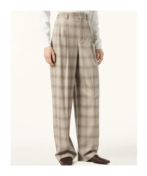 Loro Piana Hector Pleated Plaid Wide-leg Trousers