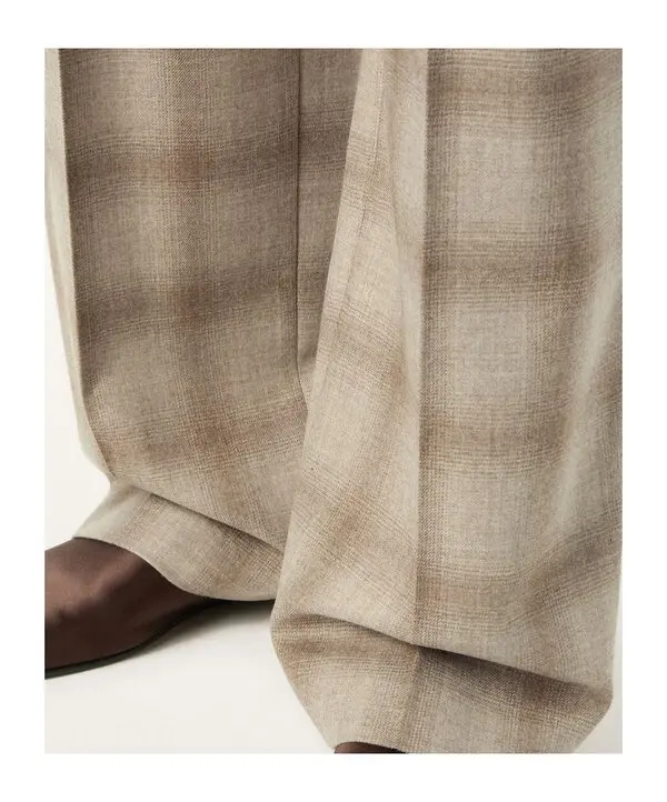 Loro Piana Hector Pleated Plaid Wide-leg Trousers