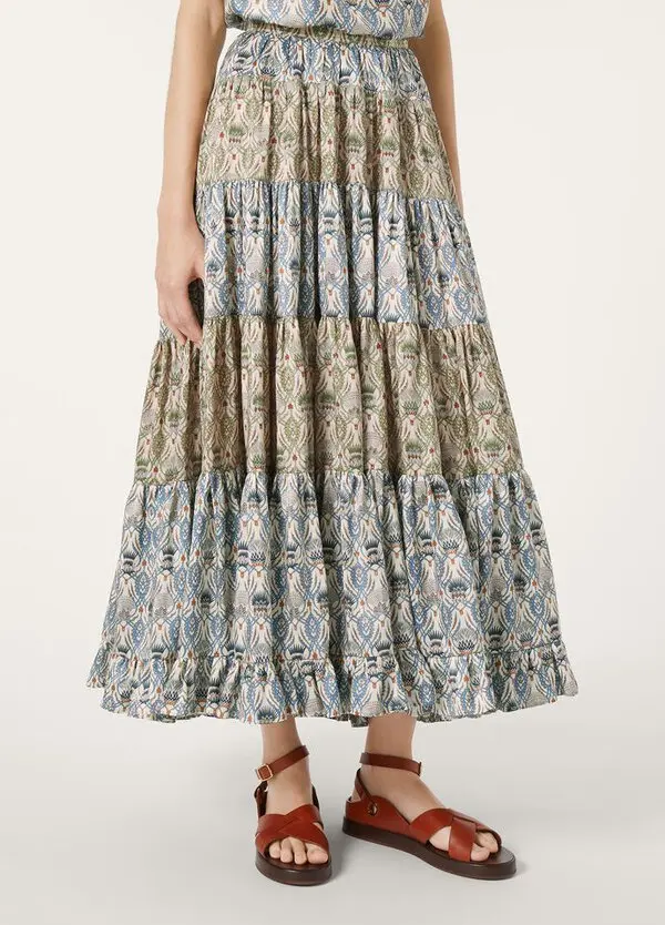 Loro Piana Herta Tiered Printed Skirt