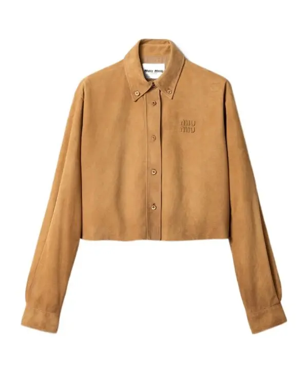 Miu Miu Waxed Suede Cropped Shirt