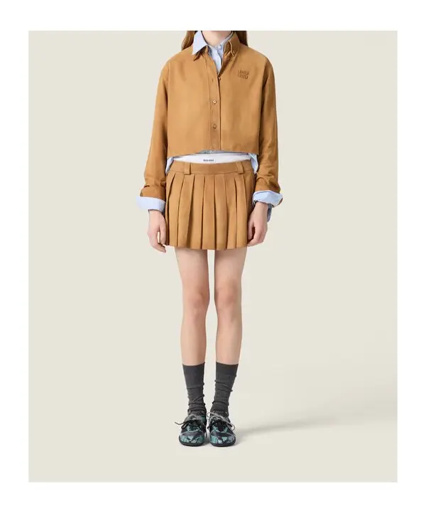 Miu Miu Waxed Suede Cropped Shirt