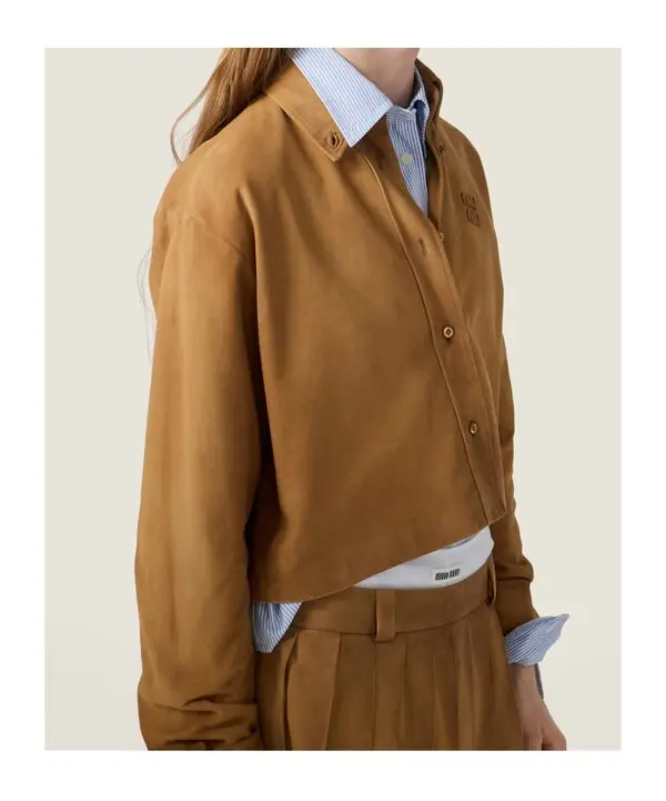 Miu Miu Waxed Suede Cropped Shirt