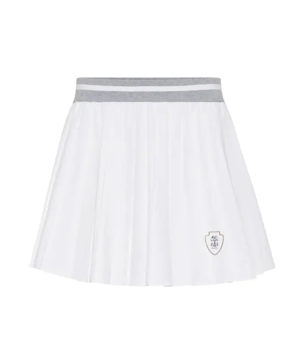 Brunello Cucinelli Pleated Logo Skirt