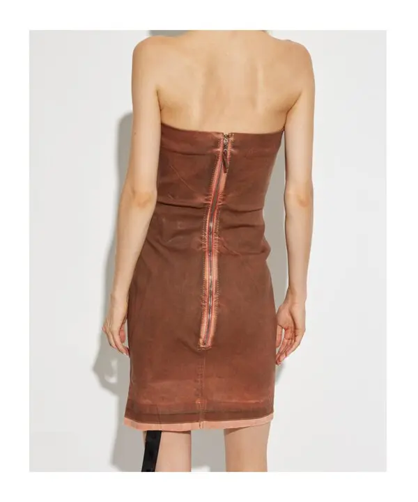 Rick Owens Strapless Denim Dress - Brown