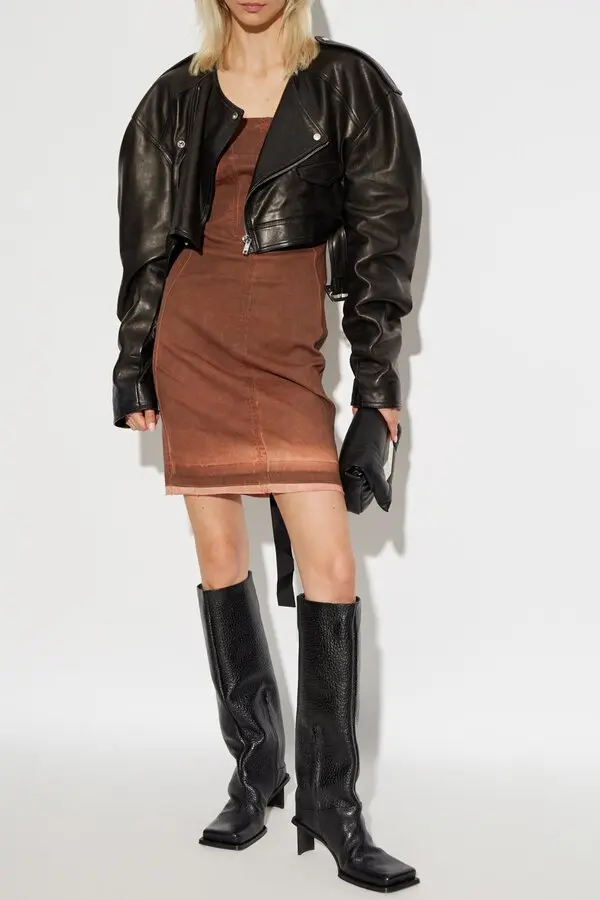 Rick Owens Strapless Denim Dress - Brown