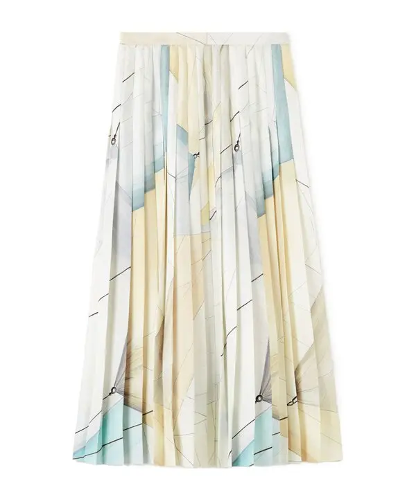 Loro Piana Pleated Midi Skirt With Libeccio Print