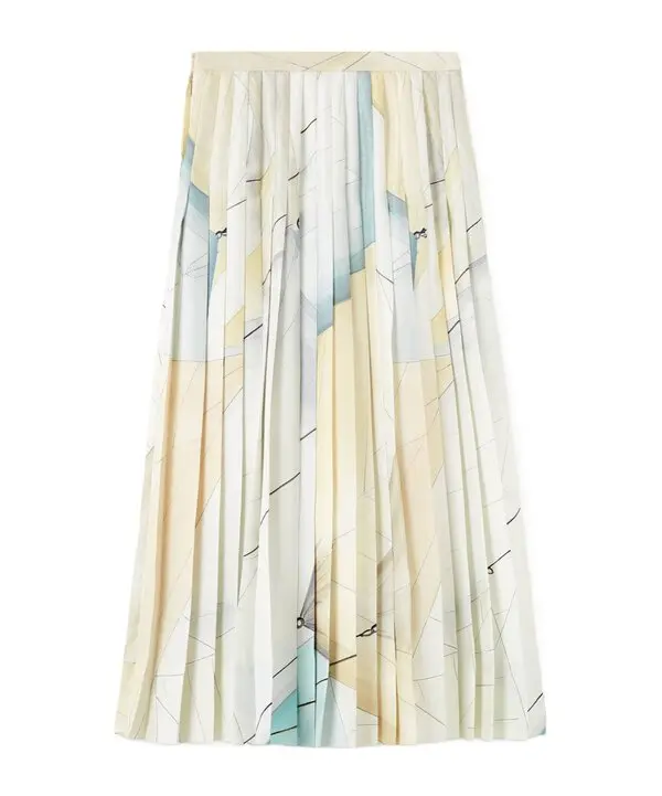 Loro Piana Pleated Midi Skirt With Libeccio Print