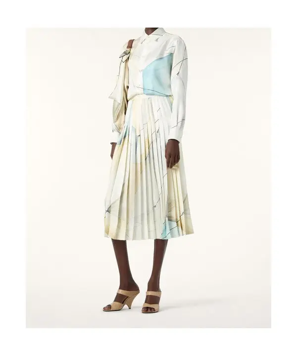 Loro Piana Pleated Midi Skirt With Libeccio Print