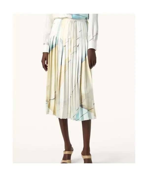 Loro Piana Pleated Midi Skirt With Libeccio Print