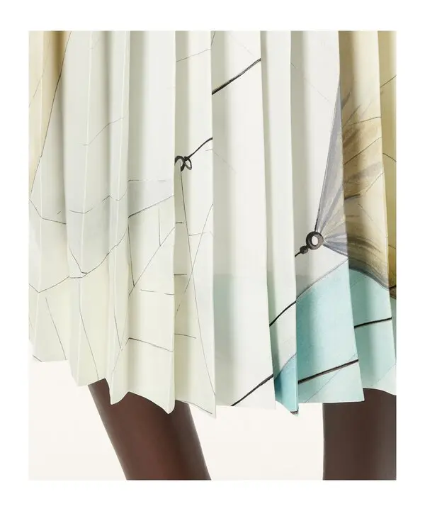 Loro Piana Pleated Midi Skirt With Libeccio Print