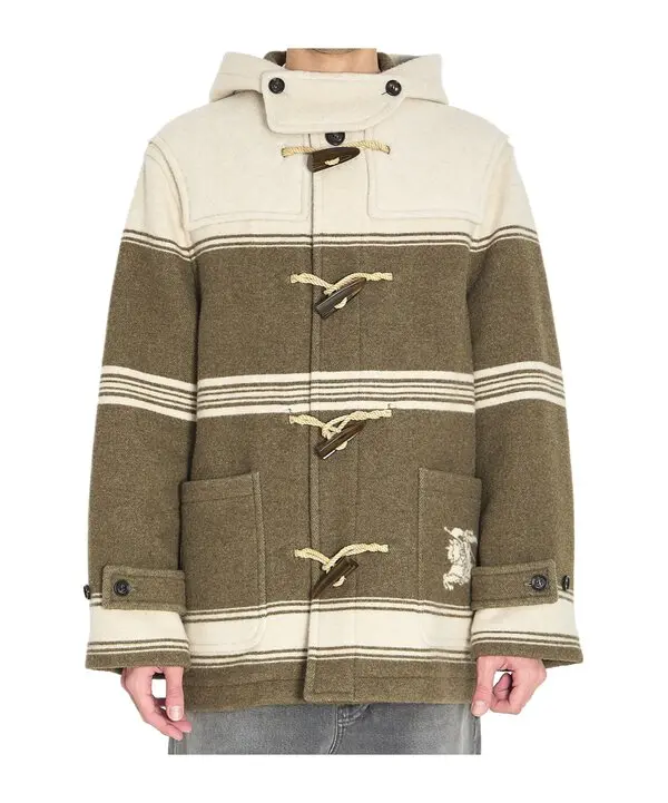 Burberry Striped Hooded Duffle Coat
