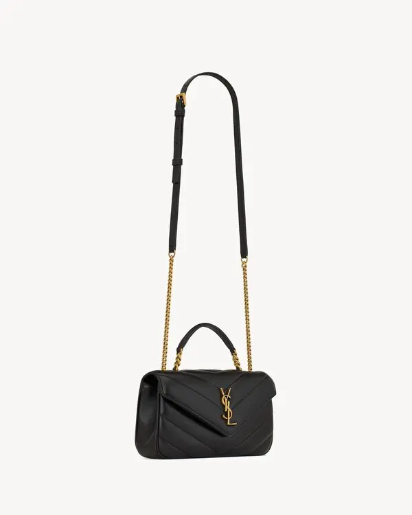 Saint Laurent Leather Flap Shoulder Bag With Metal Chain - Black