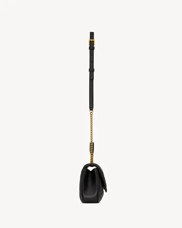 Saint Laurent Leather Flap Shoulder Bag With Metal Chain - Black