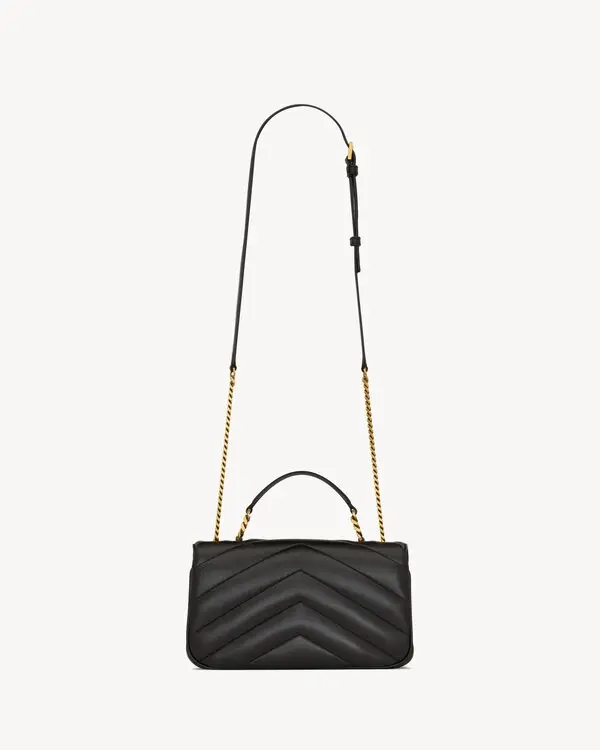Saint Laurent Leather Flap Shoulder Bag With Metal Chain - Black
