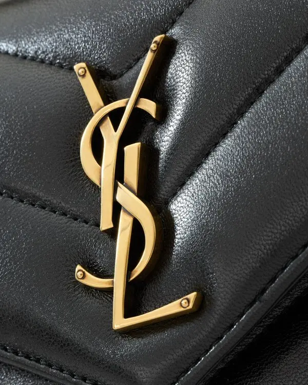Saint Laurent Leather Flap Shoulder Bag With Metal Chain - Black