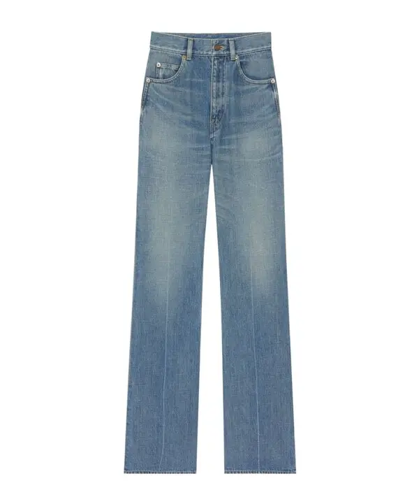 Saint Laurent 70's High Waisted Straight Leg Jeans - Blue